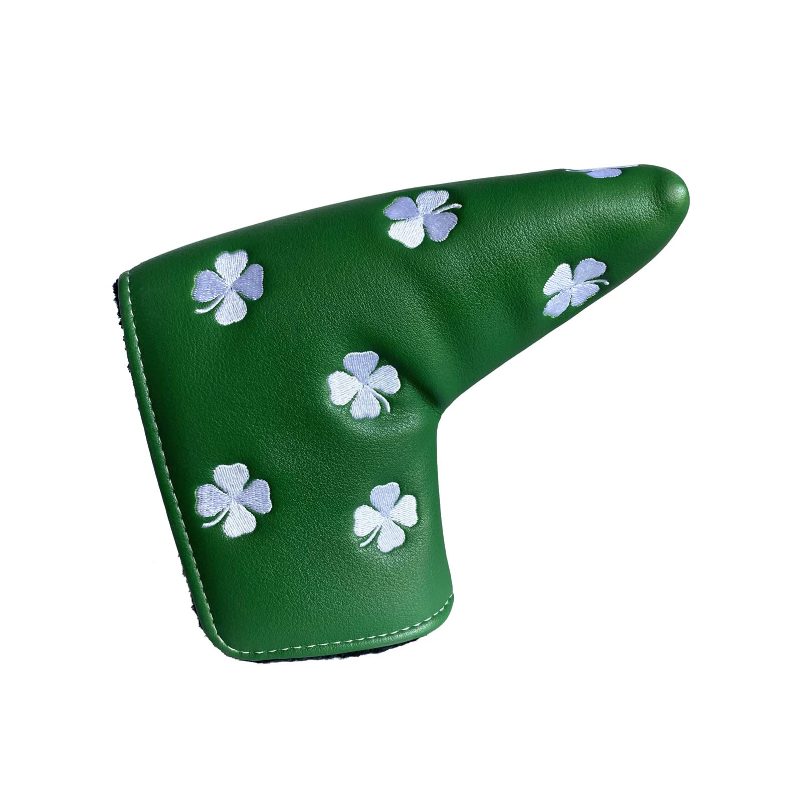 Egretgolf Golf Blade Putter Cover Headcover Clover Embroidered Head Covers with Magnetic Closure Fits All Brands, green