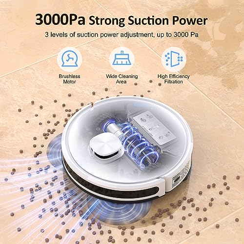 Lubluelu Robot Vacuum and Mop Combo 3000Pa, 2 in 1 Robotic Vacuum Cleaner, Lidar Navigation Laser, 5 Editable Map,10 No-go Zones, App/Alexa, Intelligent Vacuum Robot for Pet Hair, Carpet, Hard Floor