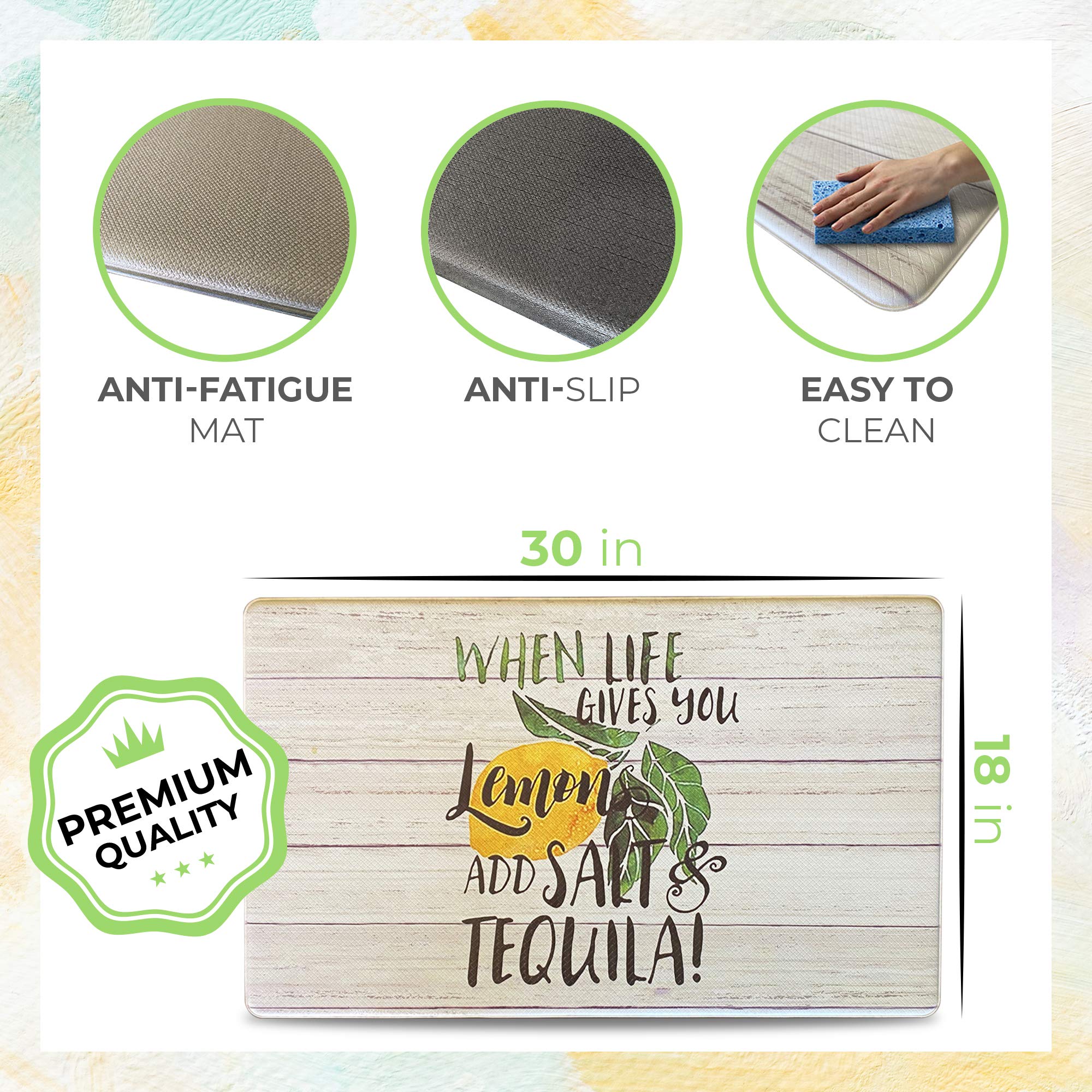 Generic JCB Home Anti-Fatigue Lemon Kitchen Mat. Memory Foam Kitchen Mat with Non-Slip Surface. Farmhouse Tequila Lemon Kitchen Rug. 18 inch x 30 inch
