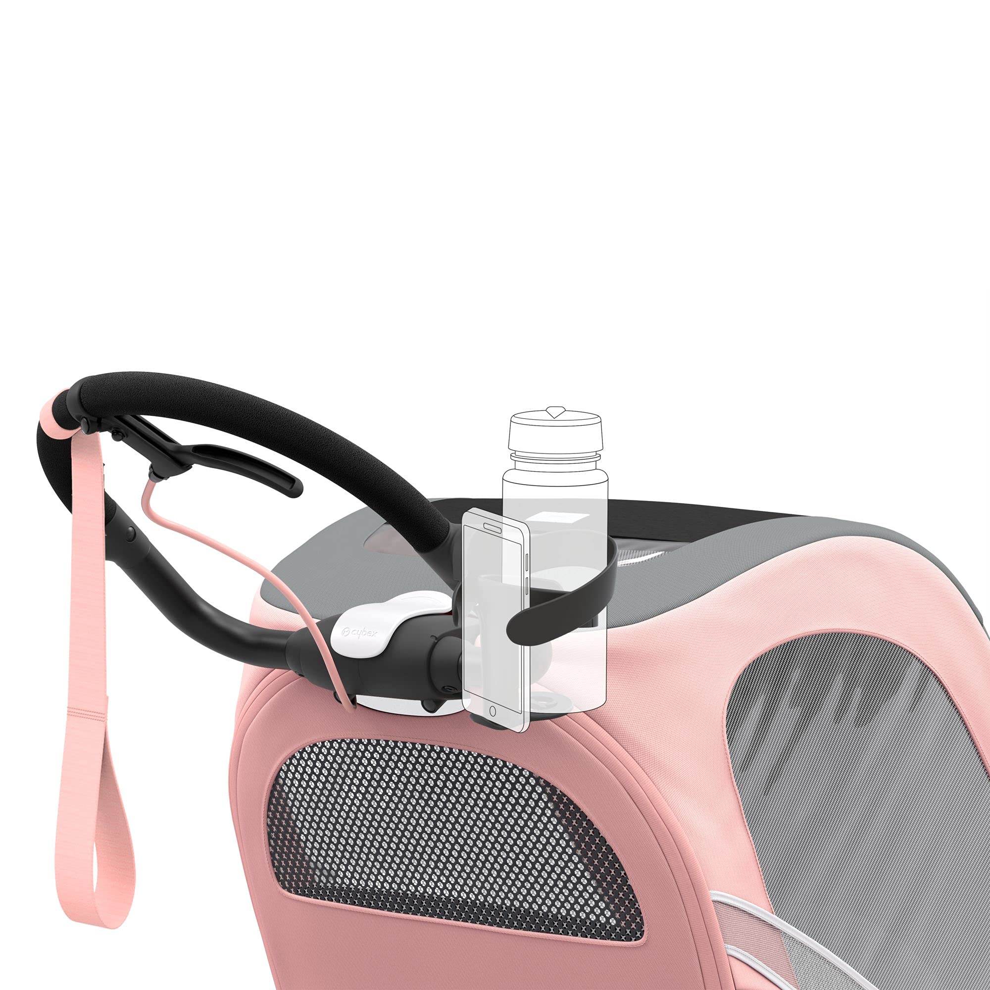CYBEX AVI/ZENO 2-in-1 Cup Holder Accessory, Stroller Cup Holder with Phone Holder, Adjustable for Optimal Viewing, Compatible with CYBEX AVI Jogging Stroller & ZENO Multisport Baby Trailer