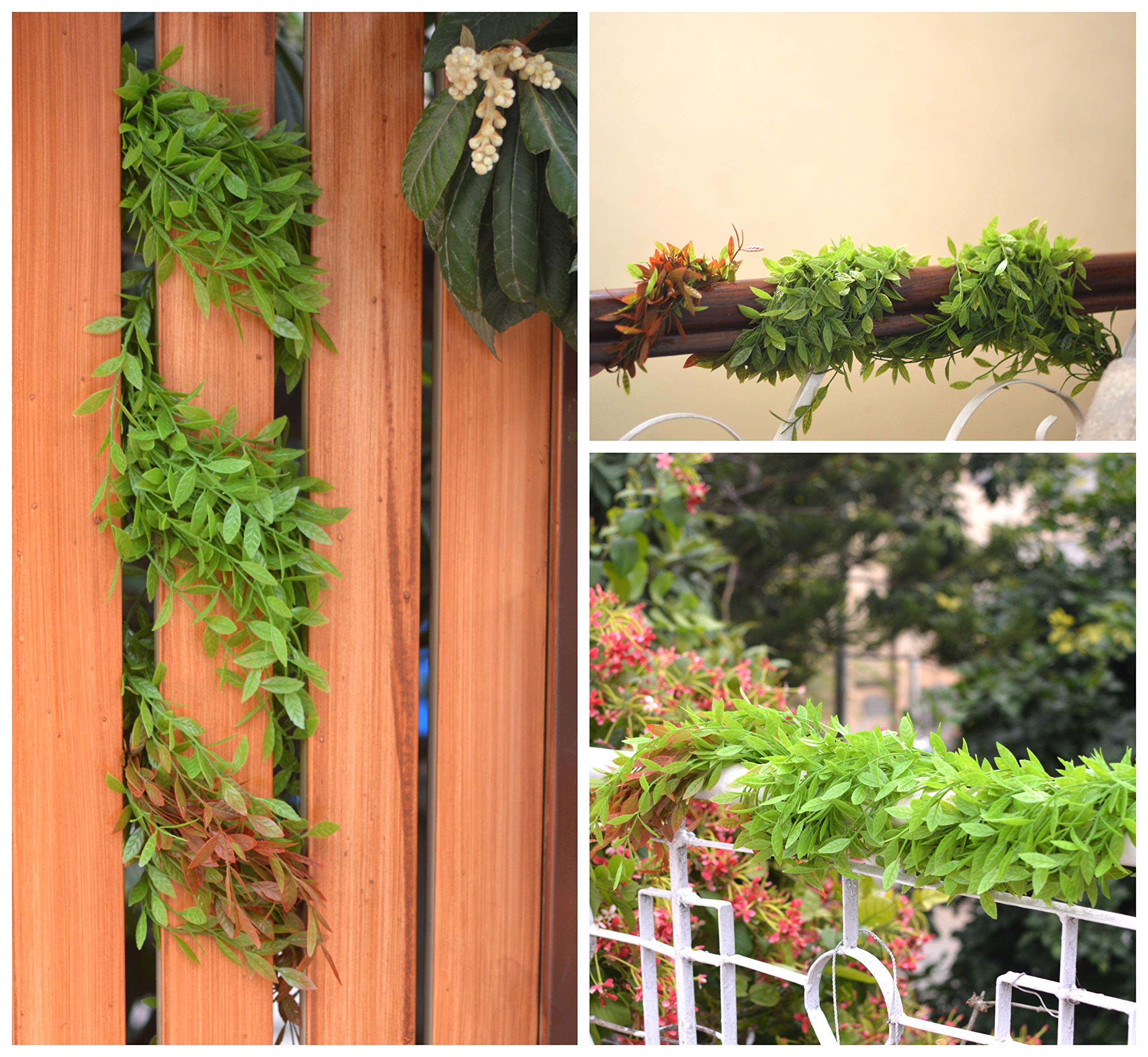 Walnut Home Hanging Leaves 6Pcs Vine Garland Eucalyptus Garland Artificial Vines Leaves and Stem Ivy Realistic Greenery Decor Jungle Decoration