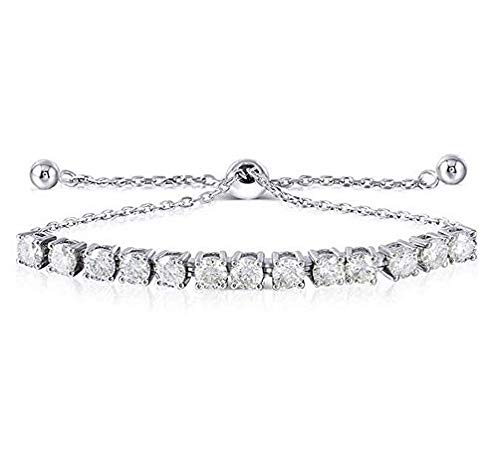 DovEggs Teenis Moissnite Bracelet for Women 14K Gold Quality Sterling Silver 3ct 4mm G-H-I Color Heart Arrow Cut Moissanite Adjustable Tennis Bracelets for Women