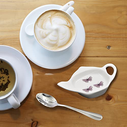 Tea Bag Holder Ceramic Teabag Holder Dish Teapot shaped Spoon Rest Set 4.5 inches