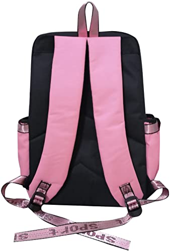 Luckbanjie 17'' Nezuko Backpack Tanjiro Anime School Book Bag Latop Backpacks (Pink-A)