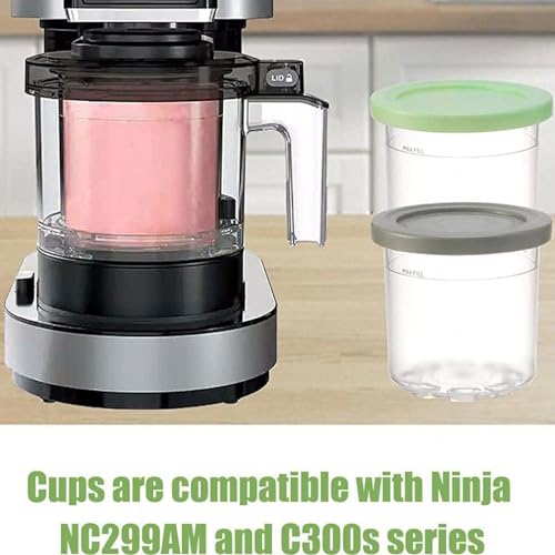 Creami Containers, for Ninja Creami Ice Cream Maker Pints,16 OZ Pint Storage Containers Dishwasher Safe,Leak Proof Compatible with NC299AMZ,NC300s Series Ice Cream Makers