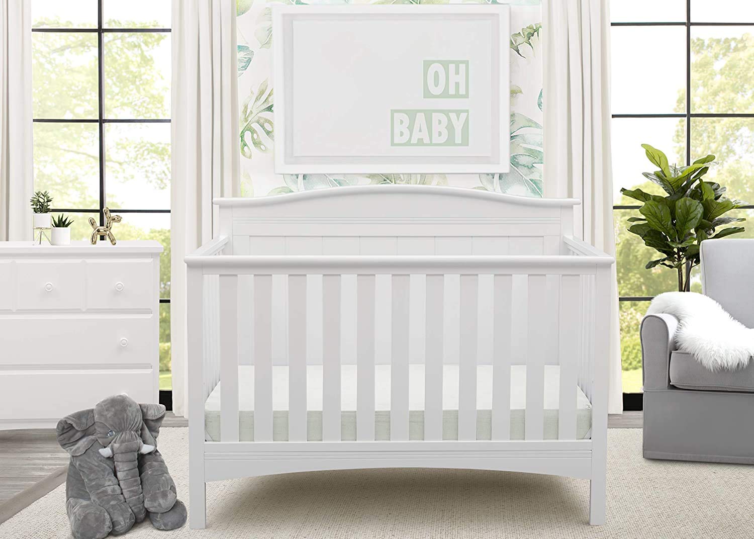 Delta Children Bennett 4-in-1 Convertible Baby Crib, Greenguard Gold Certified, Bianca White