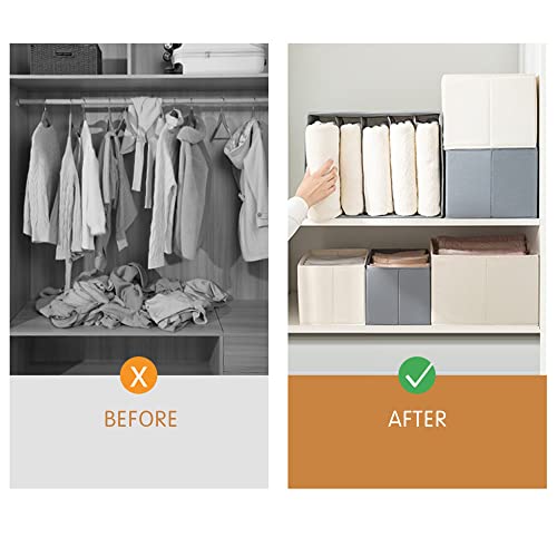 Wardrobe Clothes Drawer Organizers for Closet Clothing T-shirts Jeans Foldable 5 Grids, 2 Pack