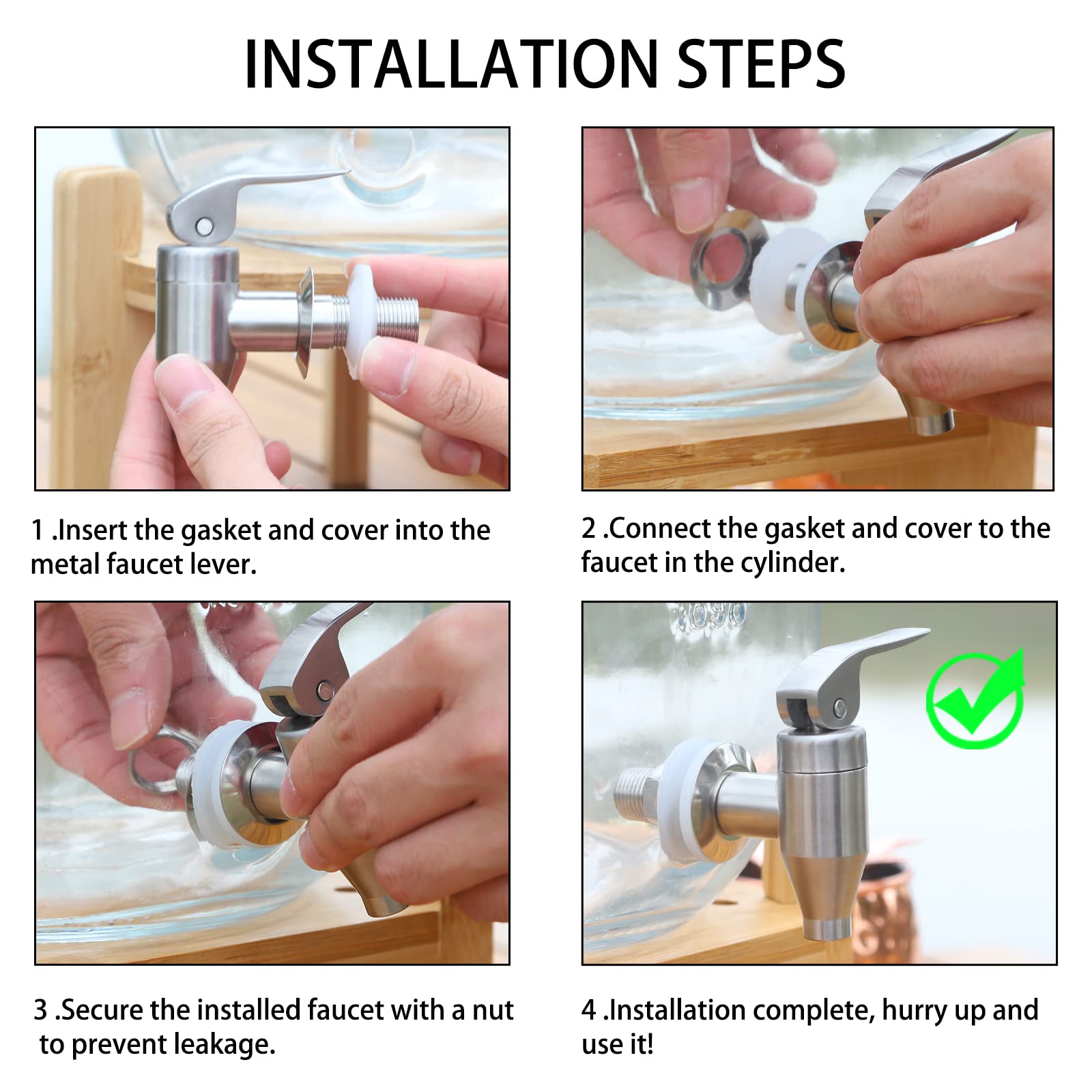 GWENBHMTOOL Beverage Dispenser Spigot Stainless Steel Push Style Spigot Water Dispenser Replacement Faucet for Sun Tea, Water, Juice or Various Drinks