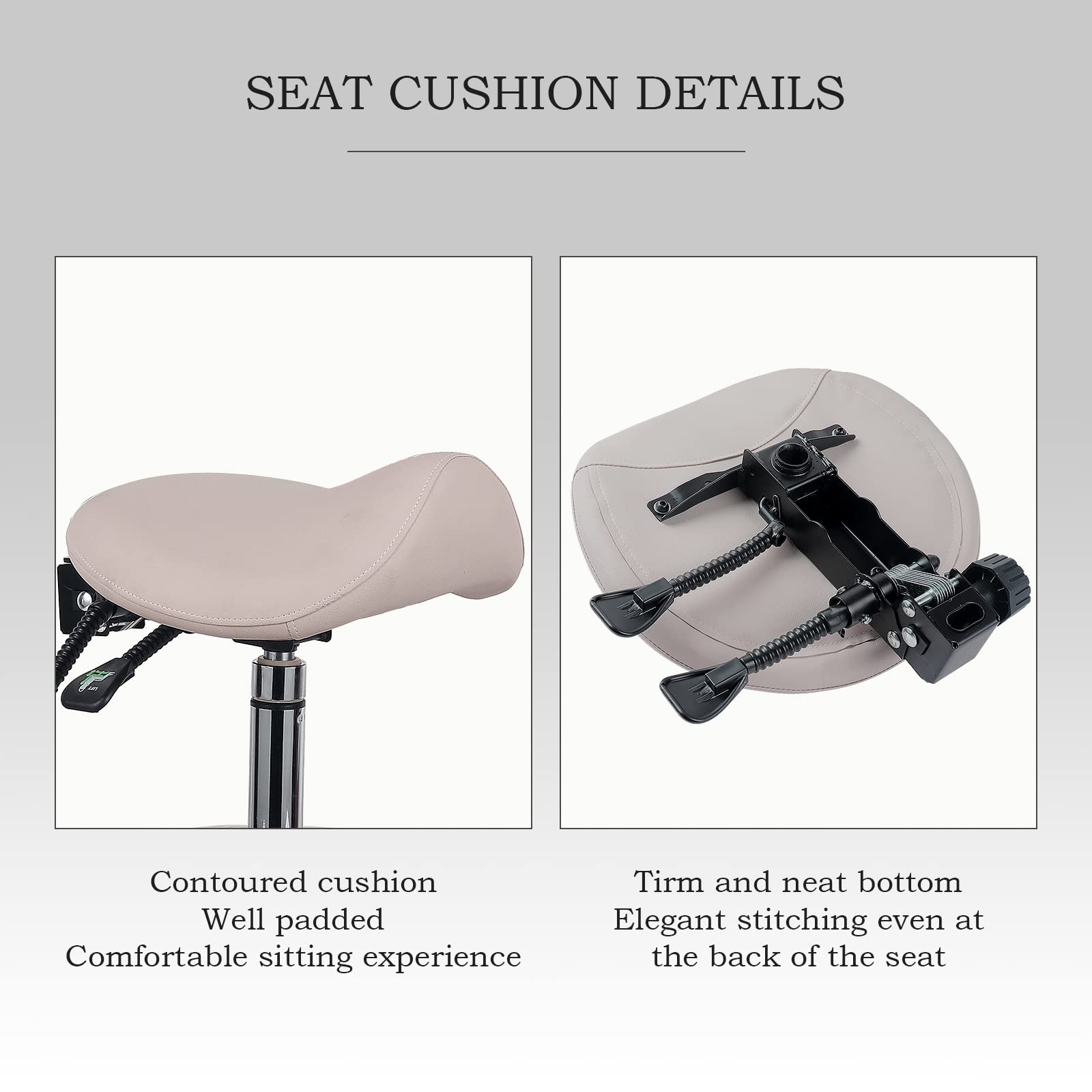 Hydraulic Swivel Dental Assistant Saddle Stool with Armrest, Height Adjustable Dentist Chair with Backrest for Dental Office Salon (GREY)