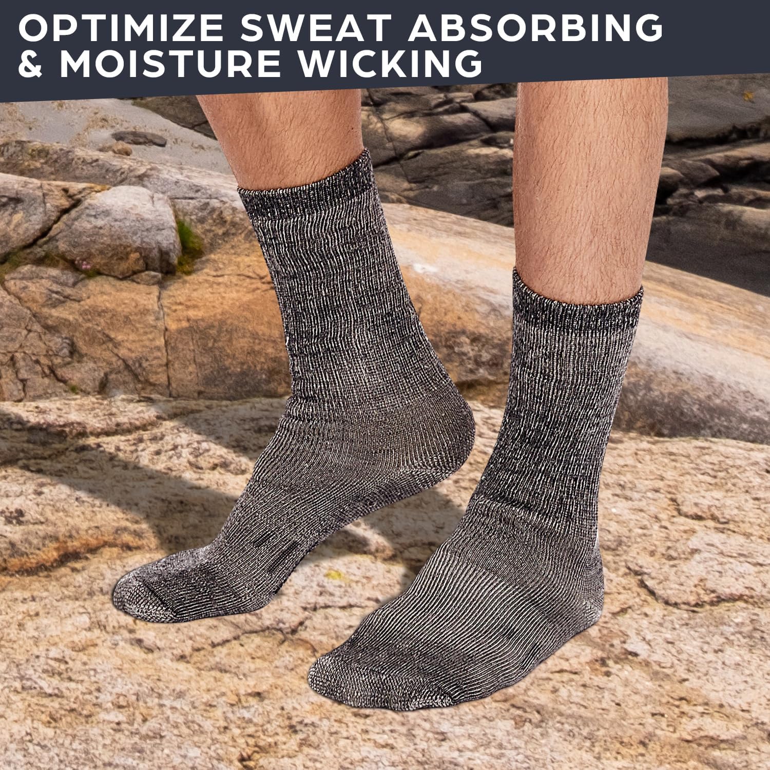 DG Hill 6 Pairs 80% Merino Wool Socks For Men And Women Warm Thermal Wool Socks For Hiking Crew Style Moisture Wicking