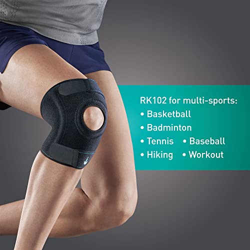 OPPO RK102 Adjustable Knee Brace with Stays- Breathable Neoprene - Supports Injured Knee and Relieves Pain (Black, One Size) Pack of 1