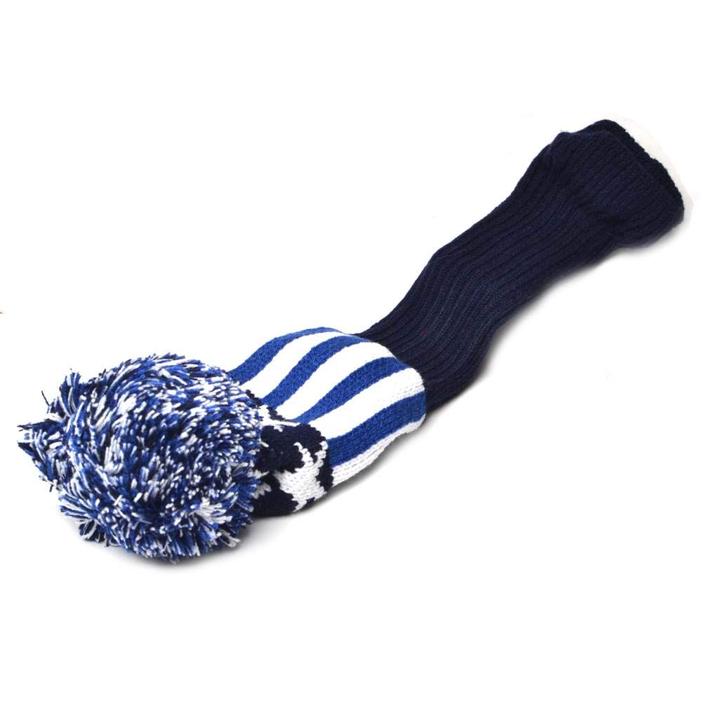 COOLSKY Golf USA Blue Star Stripes Pattern Set Knit Vintange Pom Pom Sock 3pcs Headcover Covers Available in Driver or Fairway/Hybrid Size