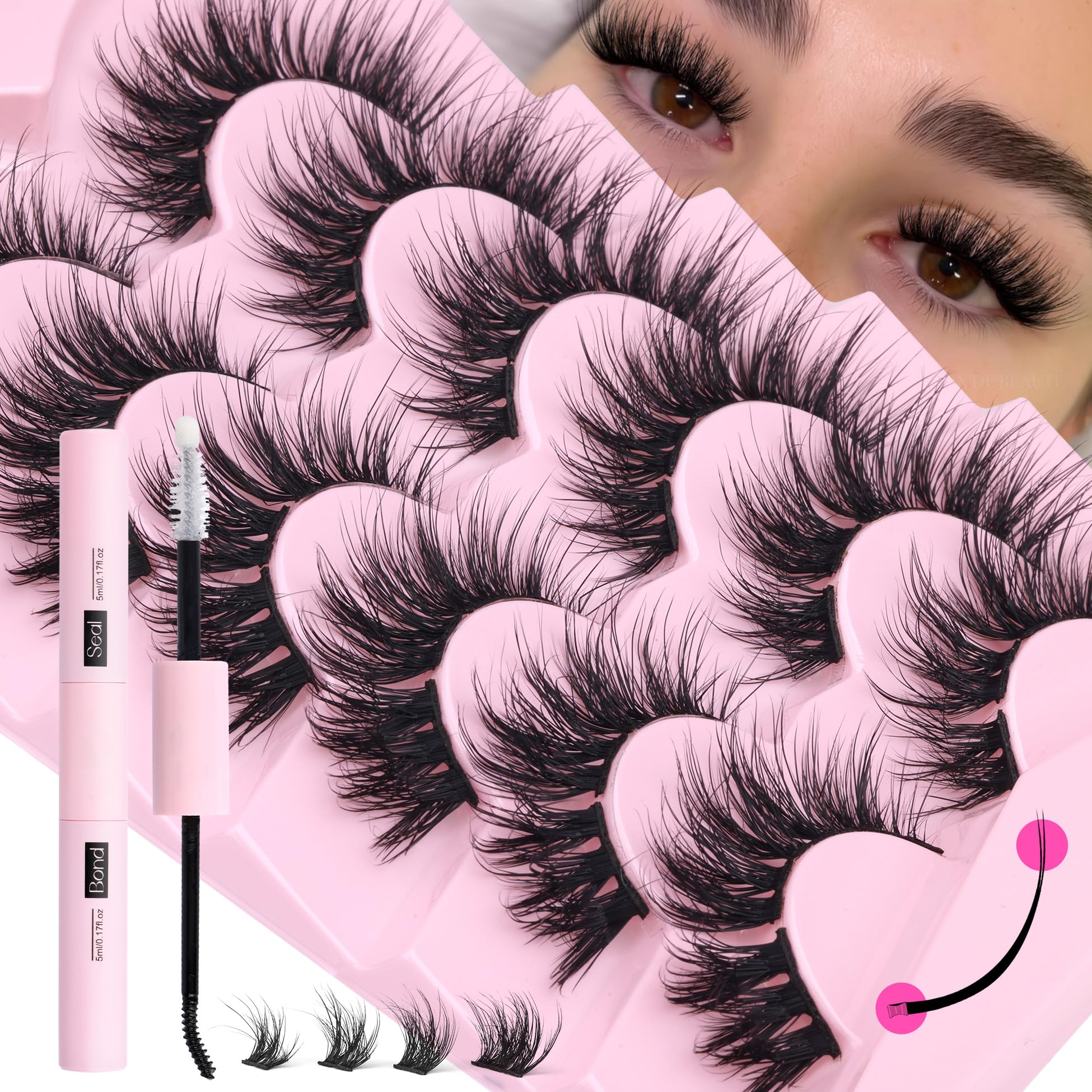 DIY Eyelash Extension Kit Cluster Lashes Kit Fluffy Wispy Volume Cat Eye Look Lash Clusters Flat Lashes Strong Hold Lash Glue C Curl Individual Lashes by ALICE