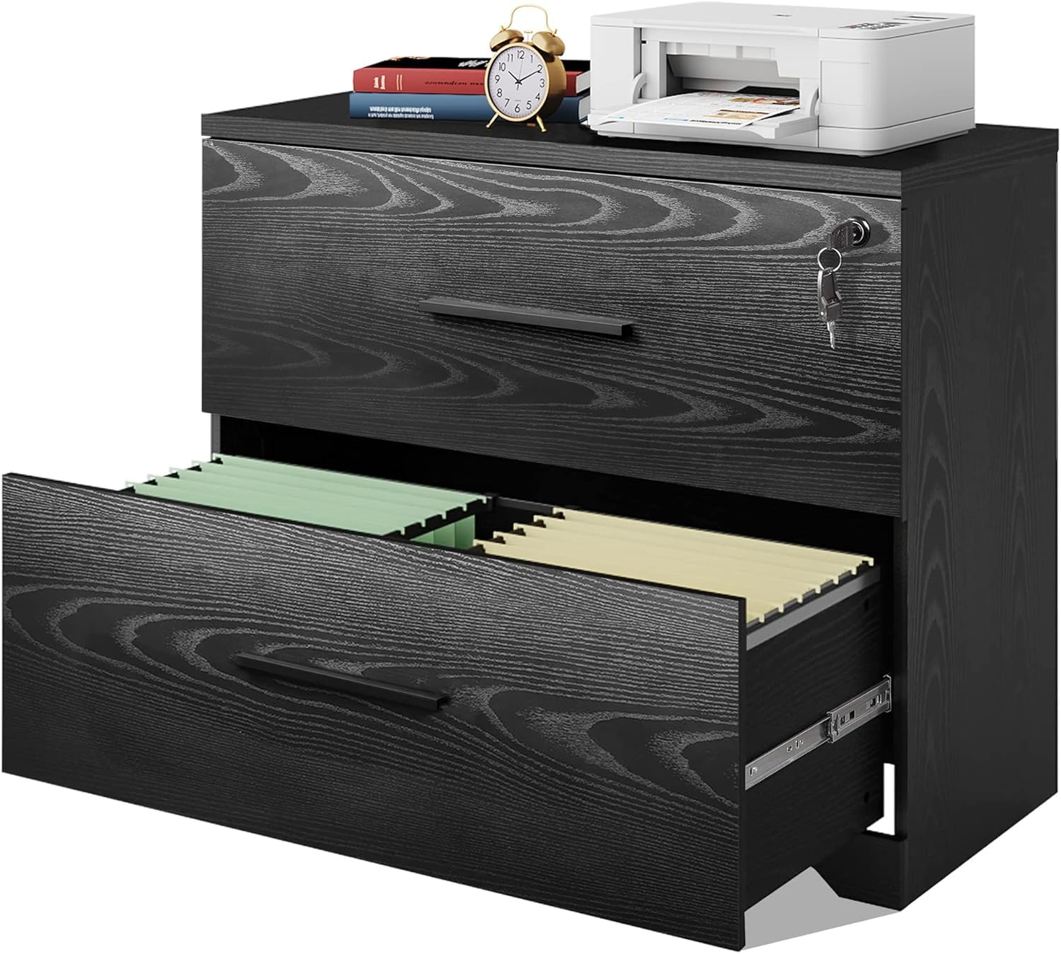 DEVAISE 2 Drawer Wood Lateral File Cabinet with Anti-tilt Mechanism, Storage Filing Cabinet for Home Office, Walnut