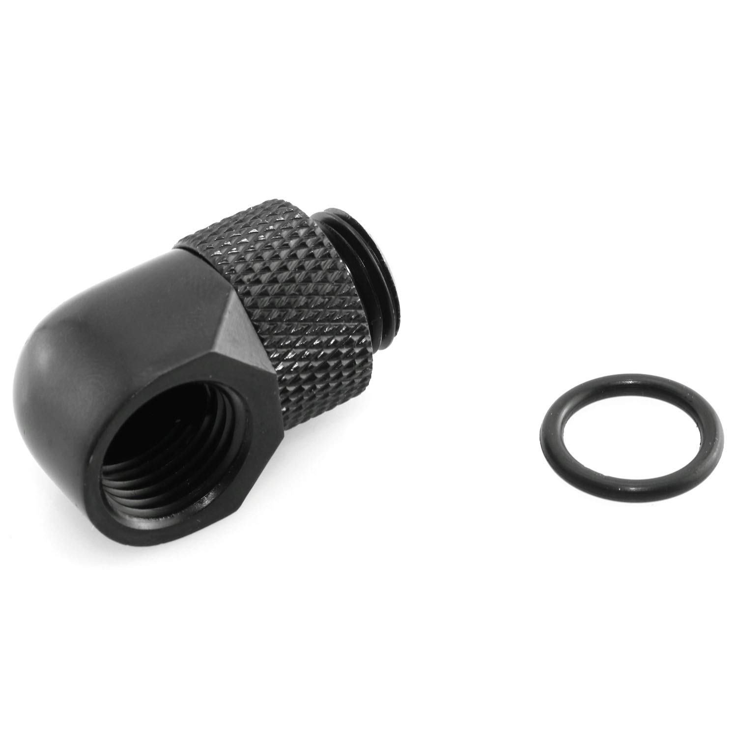 DGZZI G1/4" Male to Female Extender Fitting 2PCS Black 90 Degree Elbow Thread Rotary Connector Adapte for Computer Water Cooling System