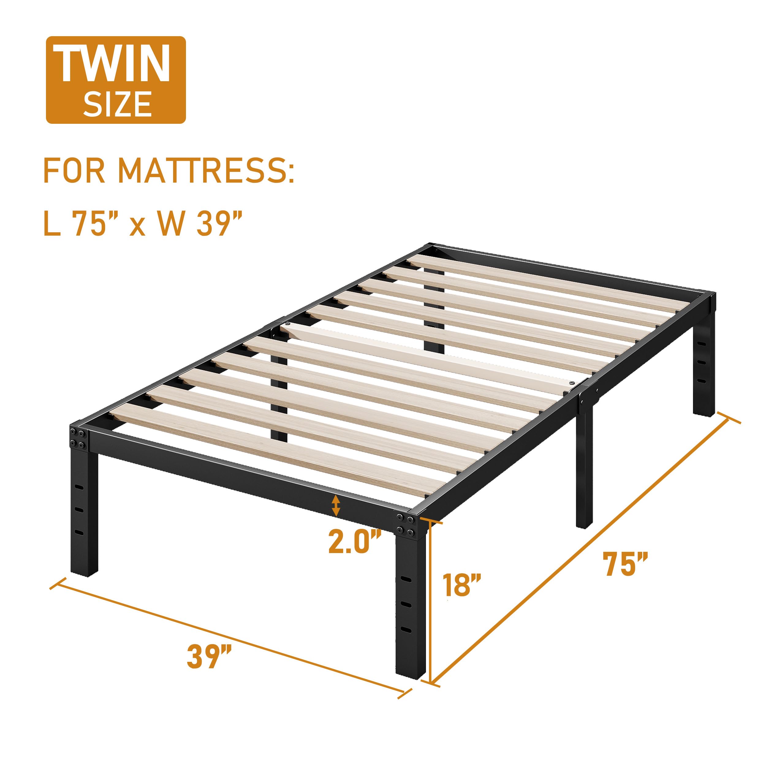 Cleaniago Full Size Metal Platform Bed Frame Wooden Slats Support, 14 Inch High, No Box Spring Needed,Heavy Duty 3500 Pounds Support,Noise Free, Easy Assembly, Black