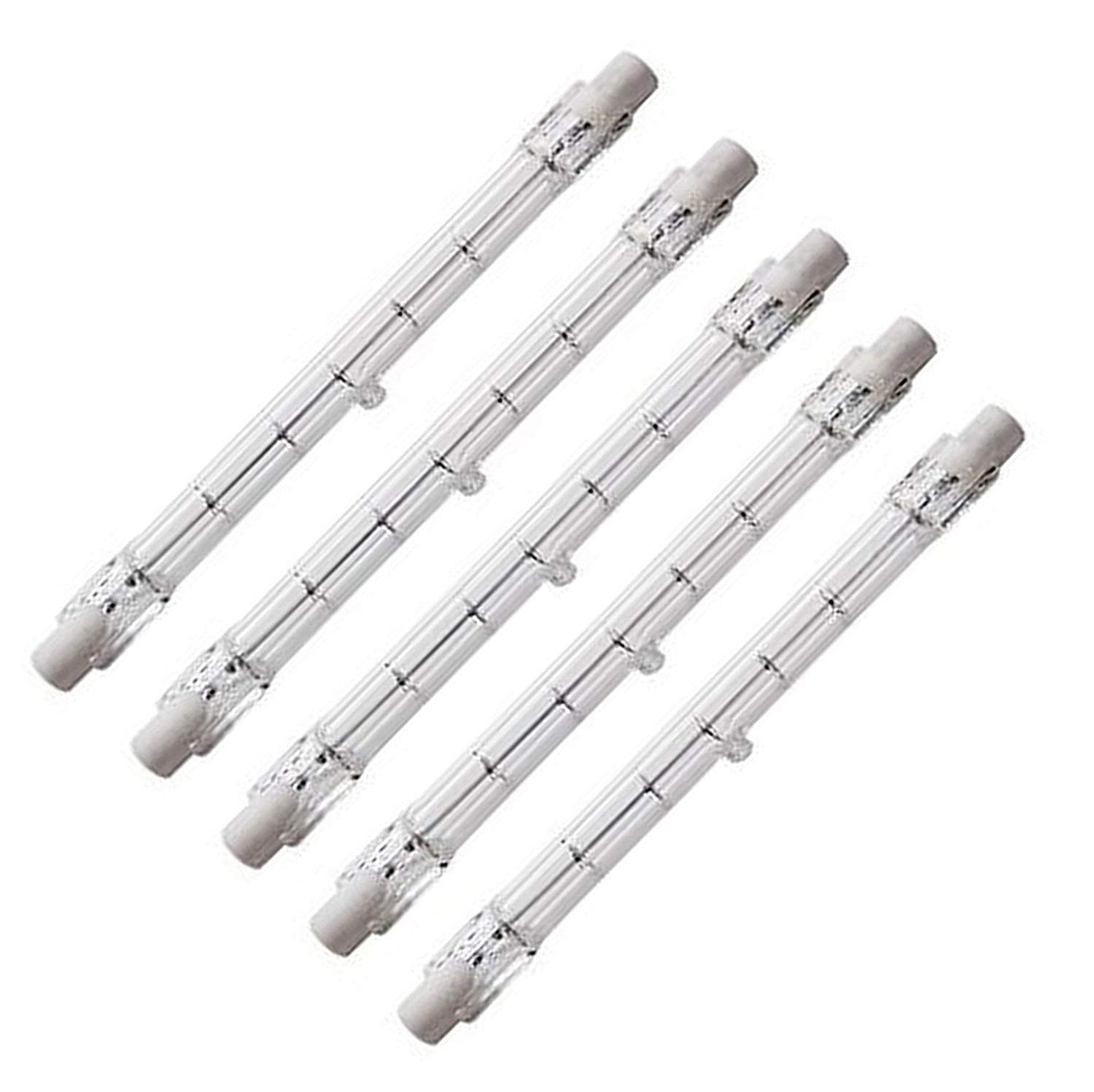 CTKcom 300 Watt 4.6 Inch T3 Halogen Bulbs (5 Pack) - J Type 118mm R7S Double Ended Halogen Bulbs Filament Flood Lights Quartz Tube Lamps 120V