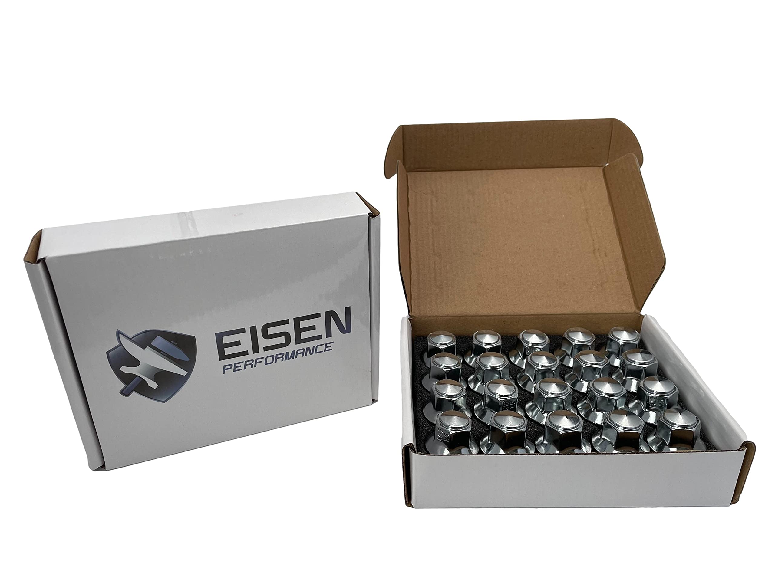 Eisen 12x1.5 One-Piece Chrome OEM Style Lug Nuts Compatible for Stock Steel Wheels/w Hubcaps Ford Focus Fusion Escape