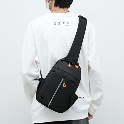 DELWAP Sling Bag for Men Small Backpack with Usb Charging Port Unisex Anti Theft Crossbody Bag Lightweight Casual Daypack Black