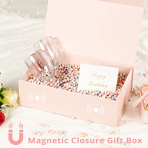 MONDEPAC Gift Box with Magnetic Closure Lid 12" X 6" X 4" for Presents,Luxury for Gift Packaging, Bridesmaid Gifts Box, Magnetic Gift Box for Gifts,Birthday Gift Box,Christmas Gift Box (Pink)