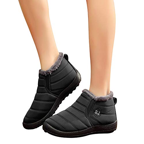 FASDNENDYS Winter Shoes with Fur Lined Warm Ankle Boots Color Boots Winter Keep Velvet Snow Boot Mens Womens Snow Boots Black