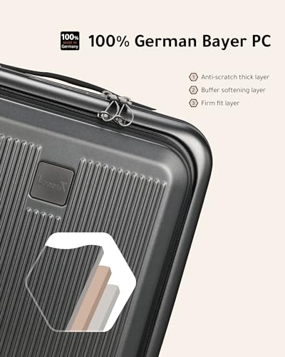 LUGGEX 20 Inch Carry on Luggage Set with Pocket Compartment - PC Hard Shell Suitcase Set with Backpack - Hassle-free Travel Luggage Airline Approved
