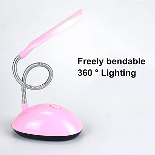 curfair LED Desk Light Plastic Adjustable Flexible Table Lamp Battery Operated Durable Pink
