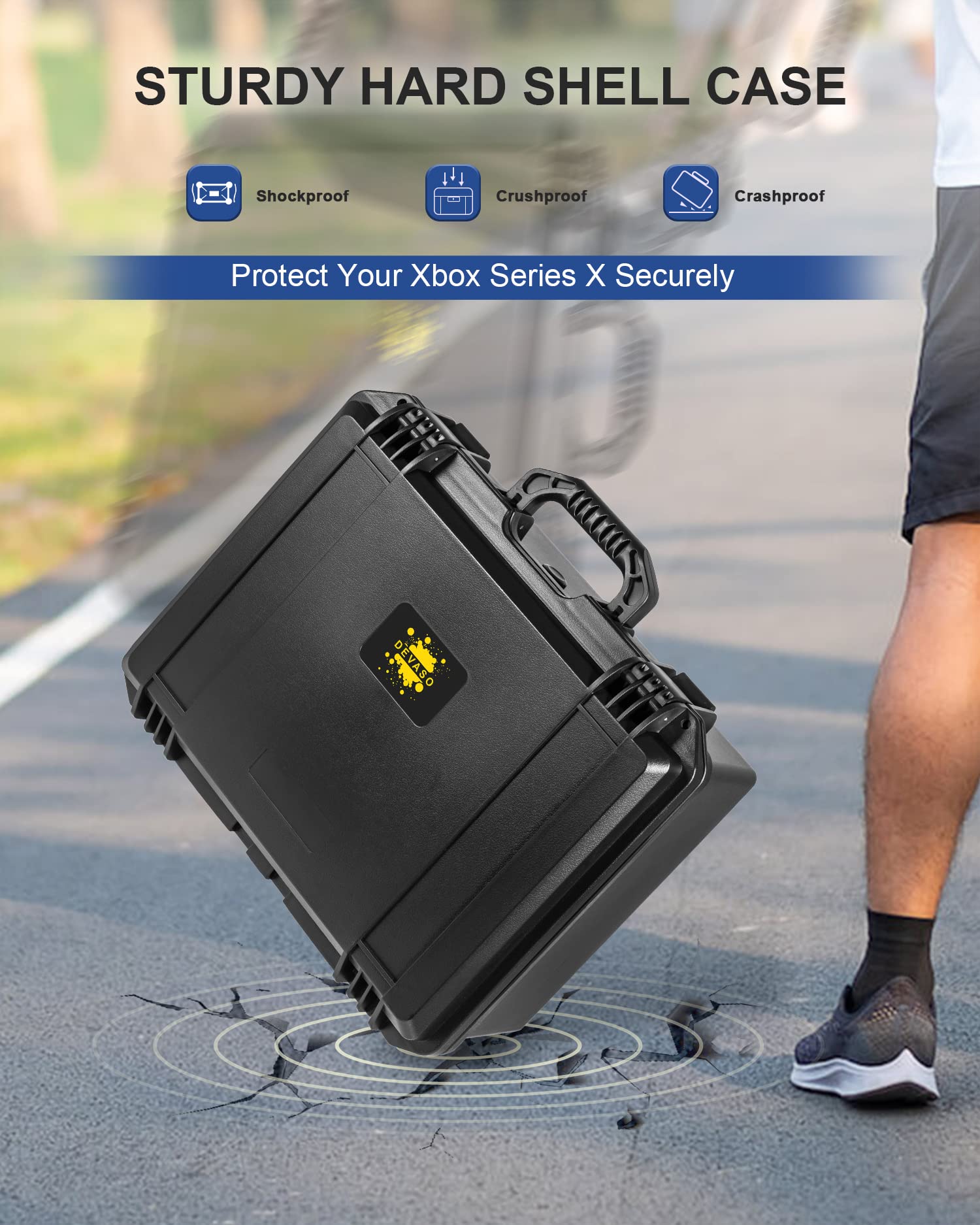 DEVASO Hard Carrying Case Compatible with Xbox Series X, Professional Deluxe Waterproof Case Soft Lining Hard Case for Xbox Series X Console, Controllers, Headset and Other Accessories