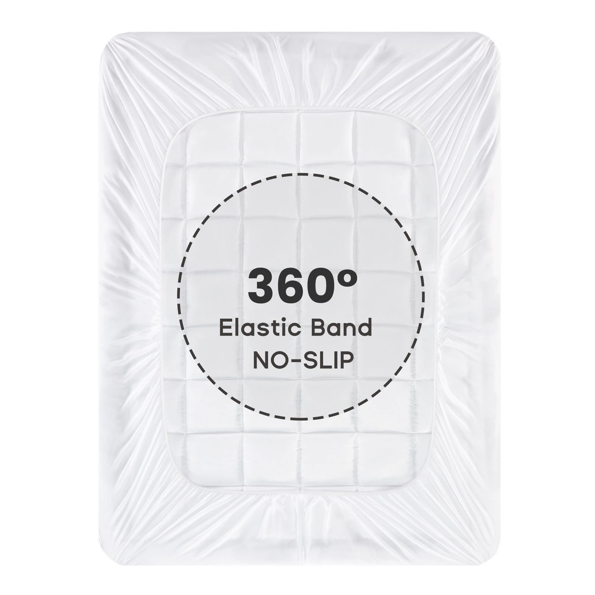 SONIVE Bedding Mattress Pad Soft, Fluffy Pillow Top Mattress Cover, Cooling and Breathable Mattress Topper, Streches up to 21 Inches Mattress Cover, Machine Washable (White, Queen)
