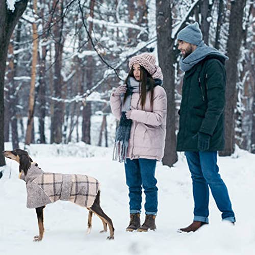 ROZKITCH Dog Coat Winter Jacket Reflective Cold Weather Fleece Coats Vest, Pet Thick Warm Windproof High Collar Clothes Outfits for Small Medium Large Dogs, British Plaid Dog Apparel with Leash Hole
