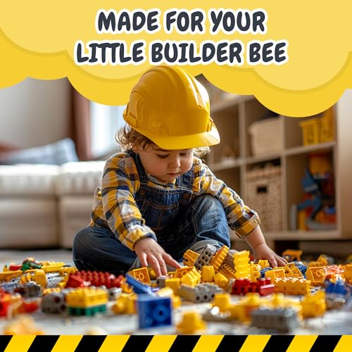 Forest & Twelfth Yellow Construction Hats for Kids, 12 Pack, Engineer Construction Helmet Hats for Dress-Up Parties, Pretend Play, Especially Sized for Kids
