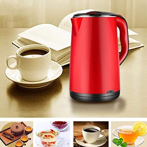 MDRBB Electric Kettle, Stainless Steel Tea Kettle, 1500W Fast Boiling Cordless Water Kettle, Electric Hot Water Kettle Tea Heater 2L with Auto Shut-Off, for Coffee, Tea, Beverages/Red/18 * 18 * 23Cm