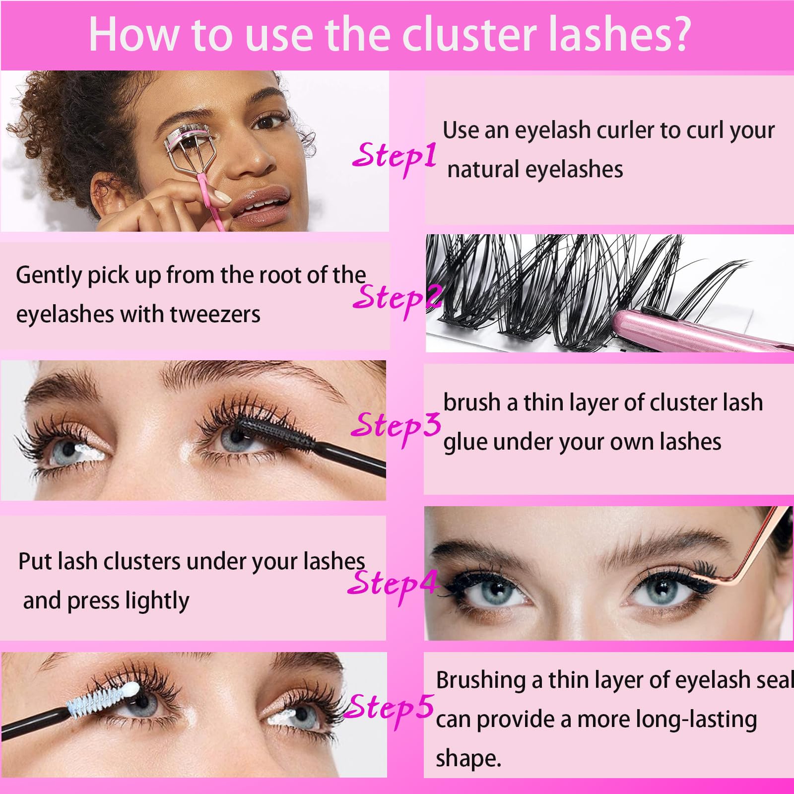 DIY Lash Extension Individual Full Volume Lashes 300Pcs Wispy Curly Clusters Lashes 40D 9mm-16mm D Curl Natural False Lashes Extensions DIY at Home ,by Zovimi (40D Lash Clusters)