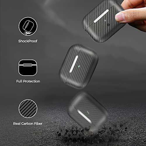 MONOCARBON Real Carbon Fiber Case for AirPods Pro 2nd Generation 2022 with Stripes Lanyard | Slim & Durable Cover for AirPods Pro 2 Accessories | Support Wireless Charging | Shock-Absorbing Protective