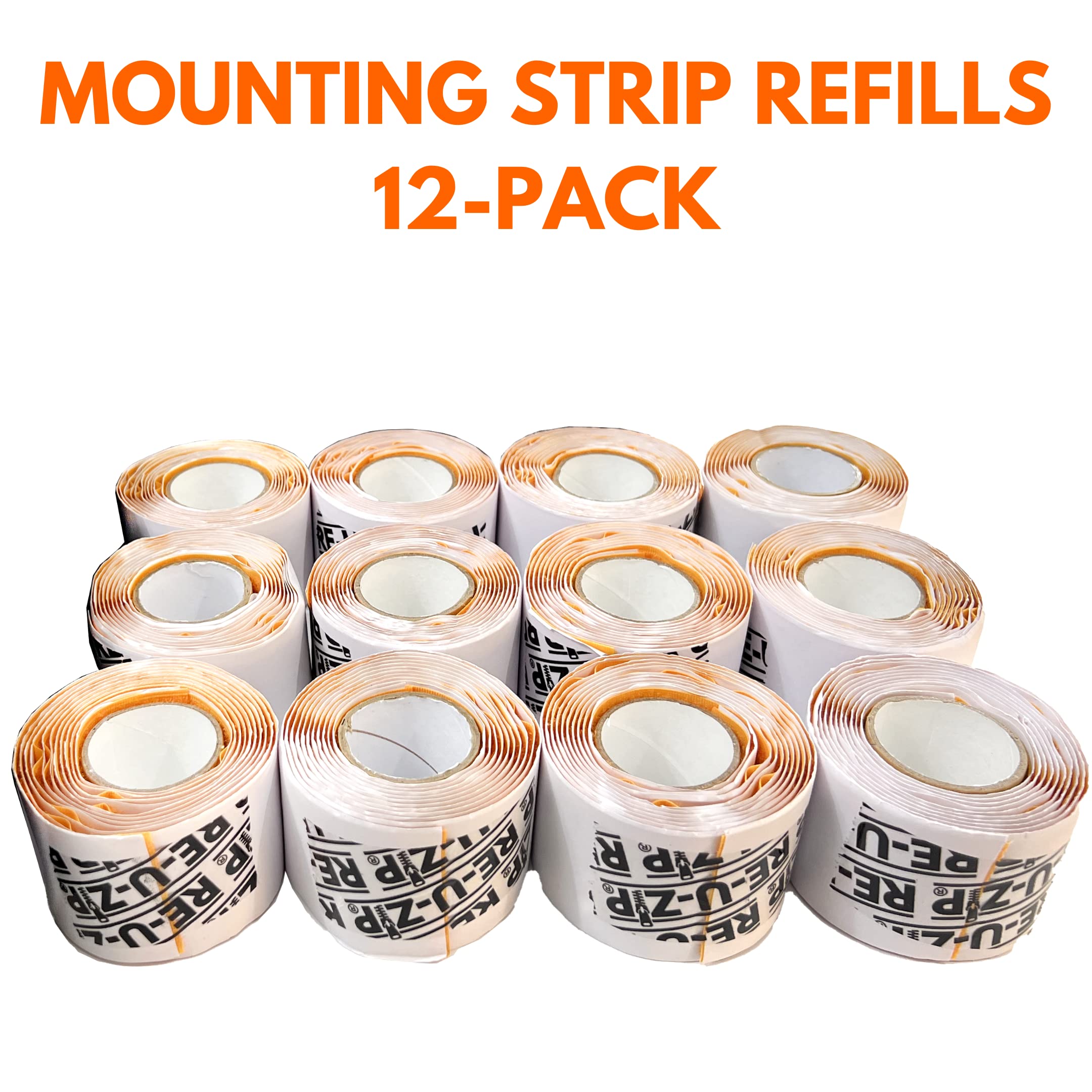 RE-U-ZIP Mounting Strip Refills | 12 Pack | for Use with RE-U-ZIP Reusable Dust Barrier Zippers & Magnetic Entry Strip (Magnetic Dust Barrier Zipper)