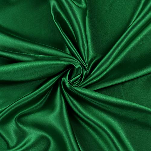 MDS Pack of 5 Yard Charmeuse Bridal Solid Satin Fabric for Wedding Dress Fashion Crafts Costumes Decorations Silky Satin 44β- Green