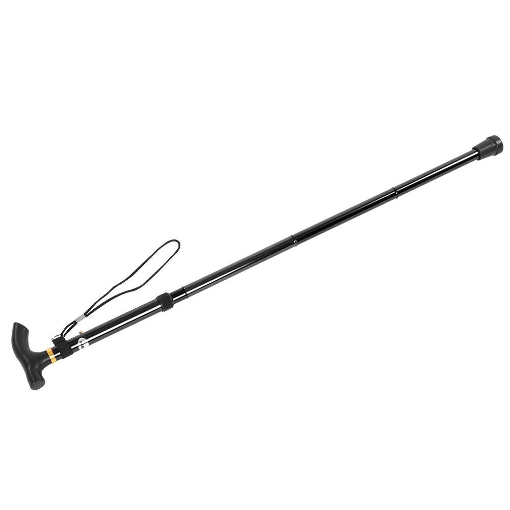 Dilwe Walking Stick, Telescopic Anti-Skid Trekking pole Collapsible Hiking Poles Folding Walking Cane for Outdoor Camping Hiking (Black)