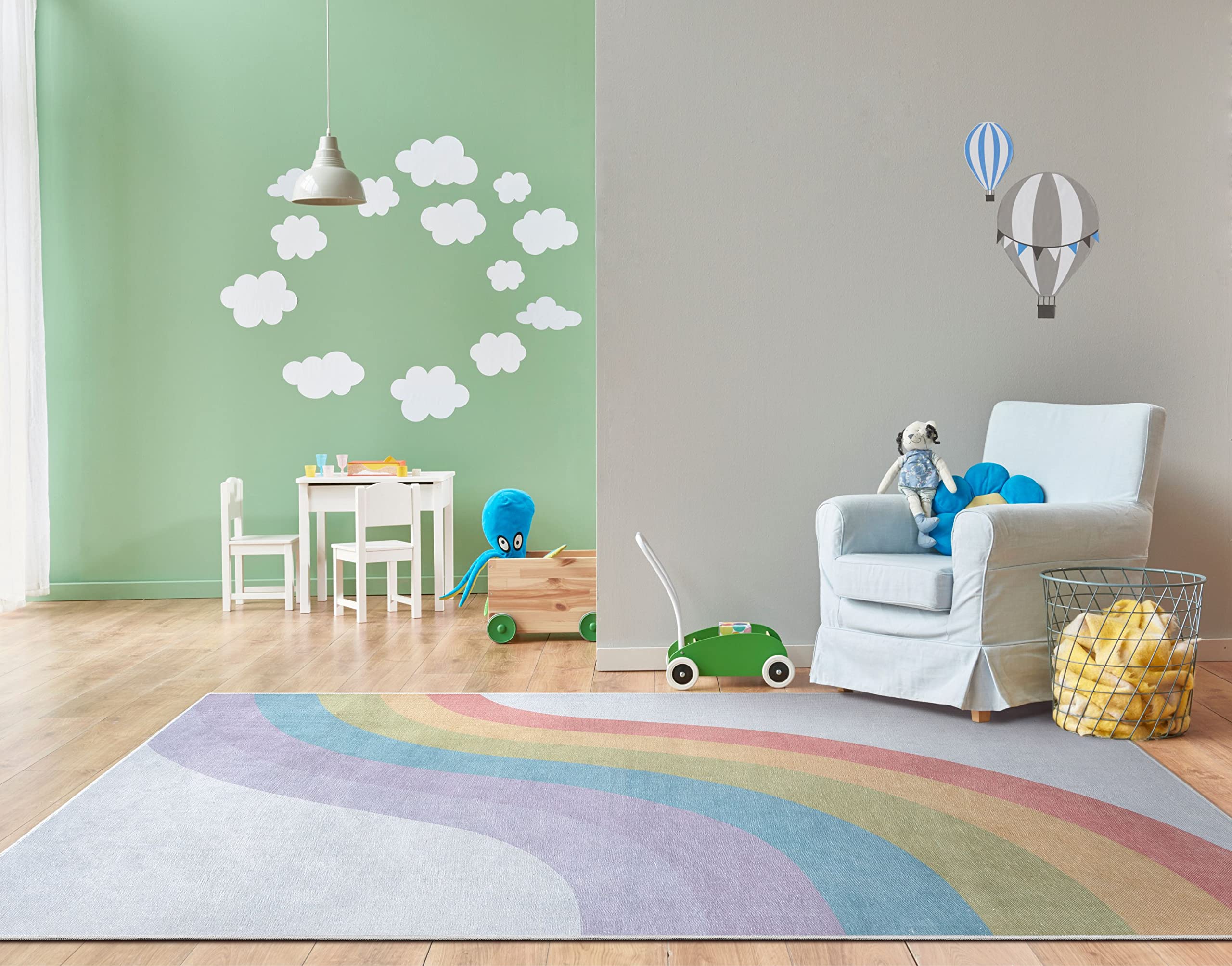 Well Woven Rainbow Stripes Multicolor 5' x 7' Apollo Kids Collection