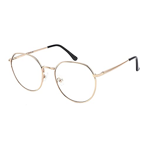 EDGEIWEAR Blue Light Blocking Glasses Round Eyeglasses Frame Anti Blue Ray Computer Glasses (Gold)