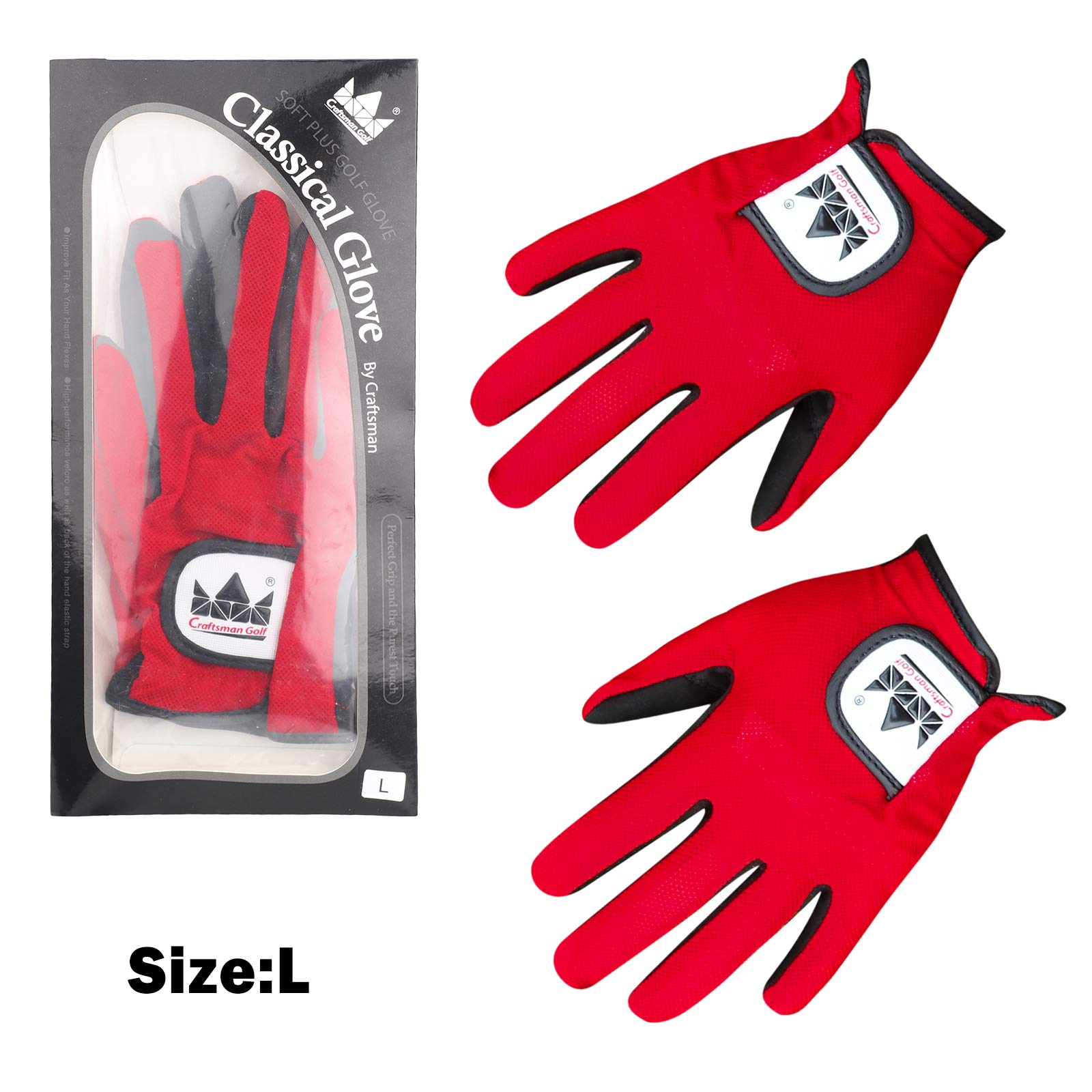 Craftsman Golf 1-Pair Mesh Golf Glove for Kids, Boy, Girl Blue Red (Blue, S)