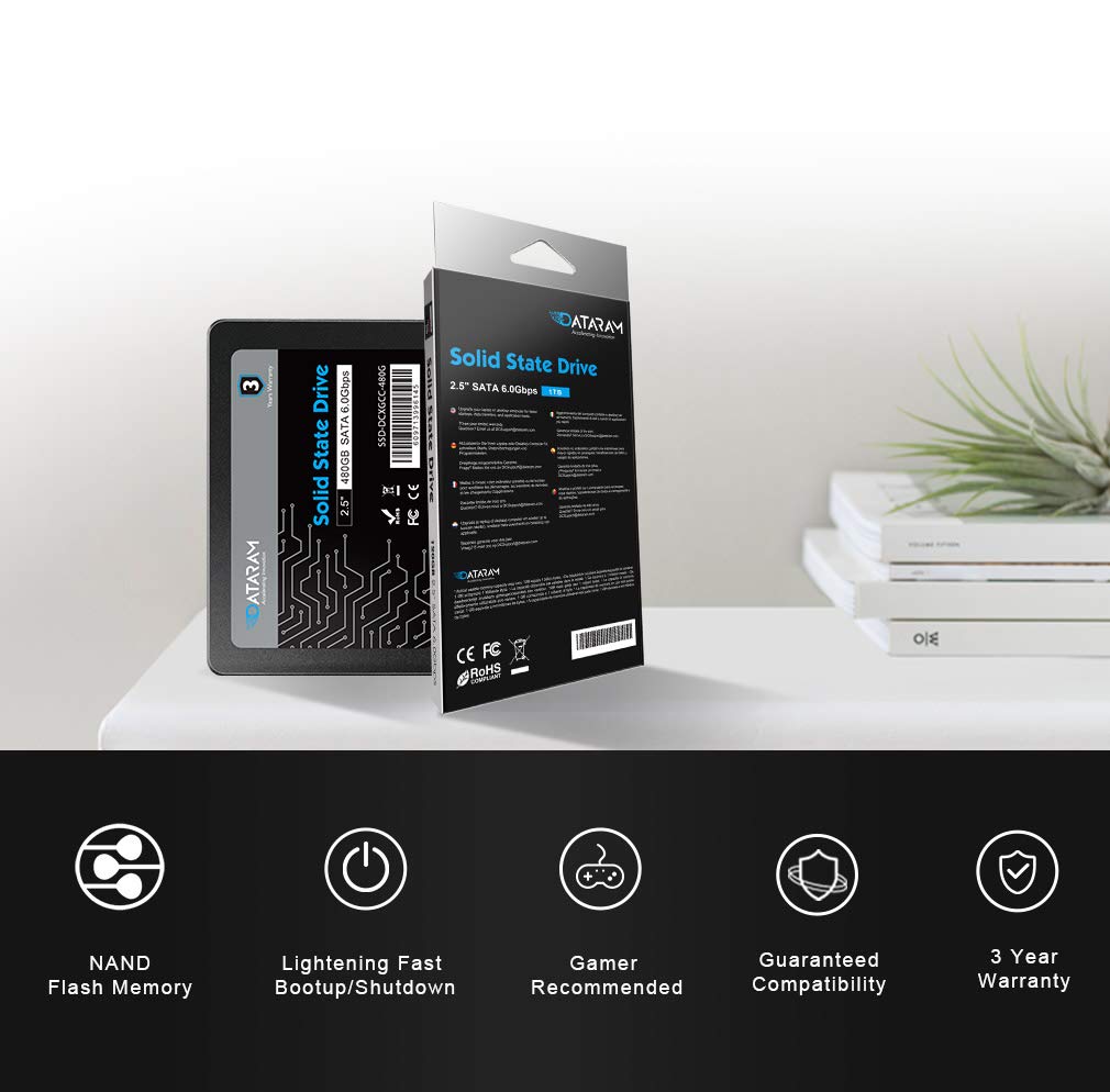 Dataram 2.5" SSD, 6.0 Gbps SATAIII Solid State Drive High Speed Read & Write (1TB)