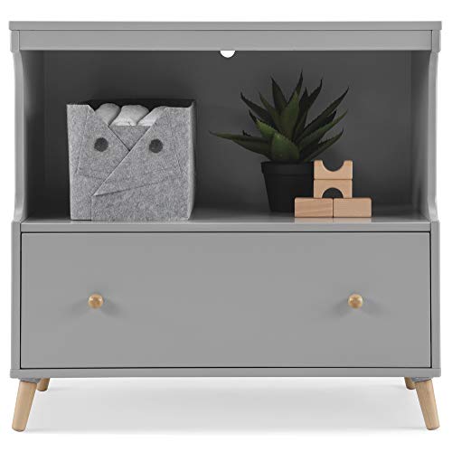 Delta Children Essex Convertible Changing Table with Drawer, Grey/Natural