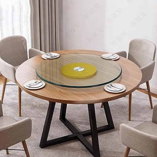 DOUKI Tempered Glass Lazy Susan Turntable, 39inch Clear Tabletop Rotating Serving Tray, Round Large Rotating Tray For Dining Table, Easy To Share Food (Color : Gold, Size : 70cm(28inch))