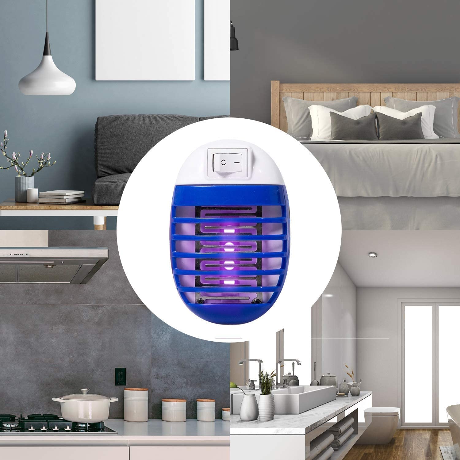 Hywean 2 Pack Plug in Bug Zapper Indoor for Flying Insect Mosquito, Electronic Mosquito Zapper Gnat Traps with LED Light for Patio, Bedroom, Kitchen, Office (Purple)