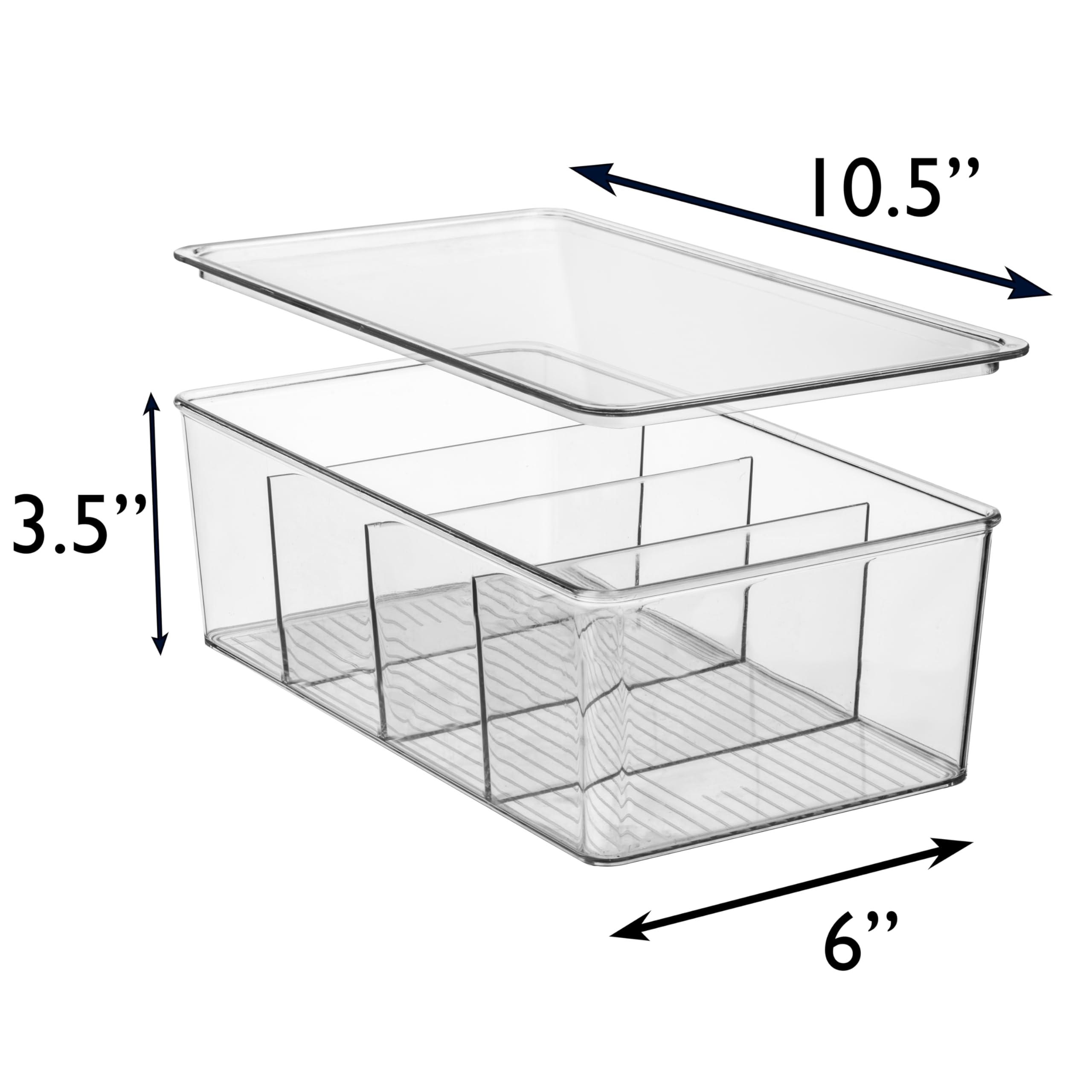 ClearSpace Plastic Pantry Organization and Storage Bins with Dividers & Lids – Perfect Kitchen Organization or Kitchen Storage – Fridge Organizer, Refrigerator Bins, Cabinet Organizers, 2 Pack
