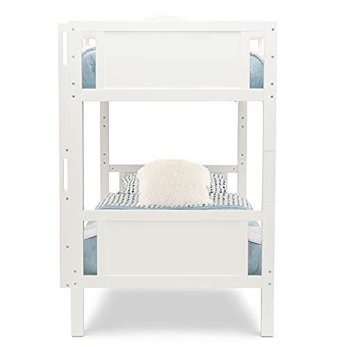 Delta Children Convertible Twin Over Twin Wood Bunk Bed with Ladder and Guardrails – Use as Bunk Bed or 2 Stand-Alone Twin Beds – Bed Ships in 2 Boxes, White