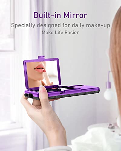 WeLoveCase Samsung Galaxy S22 Case Wallet Case with Credit Card Holder & Hidden Mirror, All-Round Protection Shockproof Phone Cover Designed for Samsung Galaxy S22 5G, 6.1 inch Purple