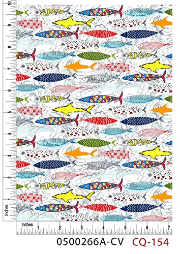 Texco Inc 100% Combed Quilting Prints Craft Cotton Apparel Home/DIY Fabric, Blue Red Yellow Orange 2 Yards