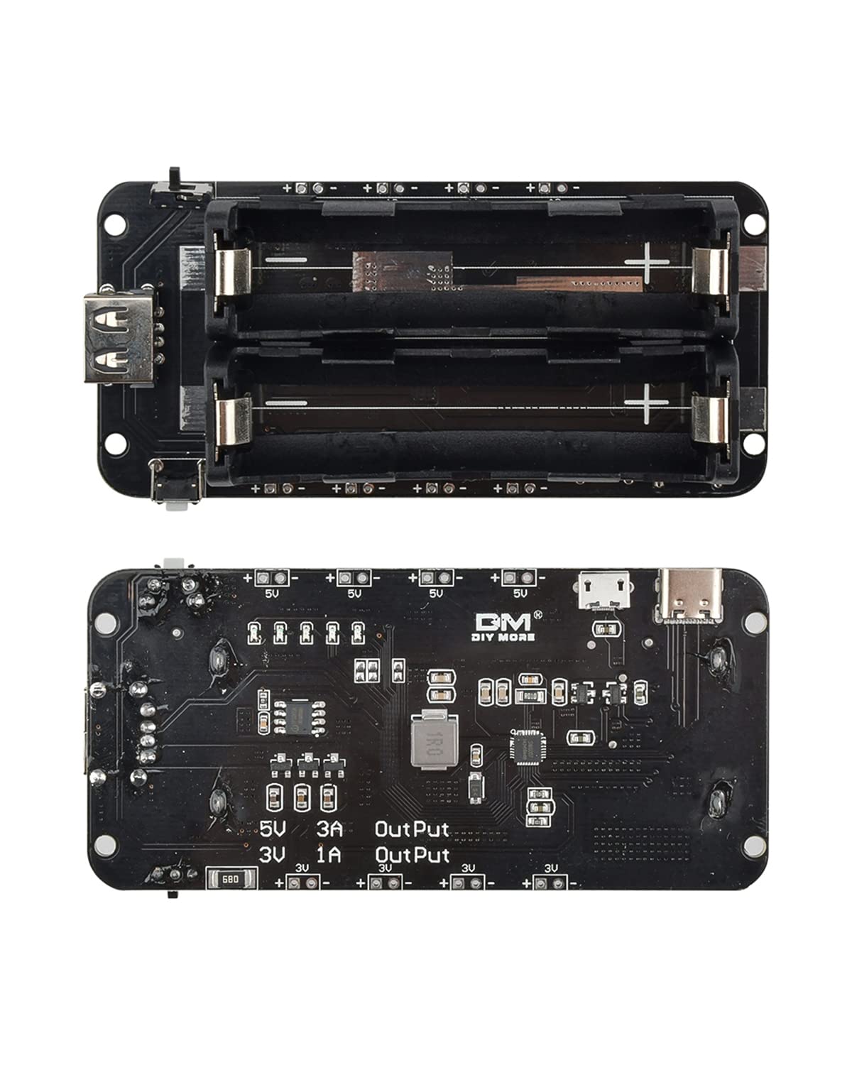 diymore 1865O Battery Holder Double Li-ion V8 Battery Shield Micro USB 5V/3A 3V/1A Power Bank Battery Charging Module for Raspberry Pi and Arduino ESP32 (2 Holders)