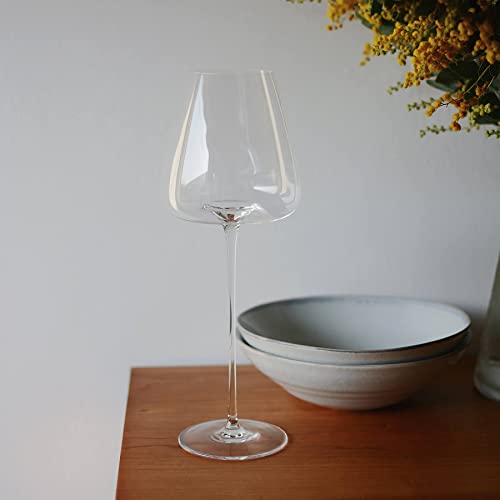 EUNA Hand-Blown Crystal Wine Glasses - Ultra-Thin, Long Stem, Crystal Clear Bordeaux Red and White Wine Glasses (25 oz) - Perfect for Gifting and Entertaining
